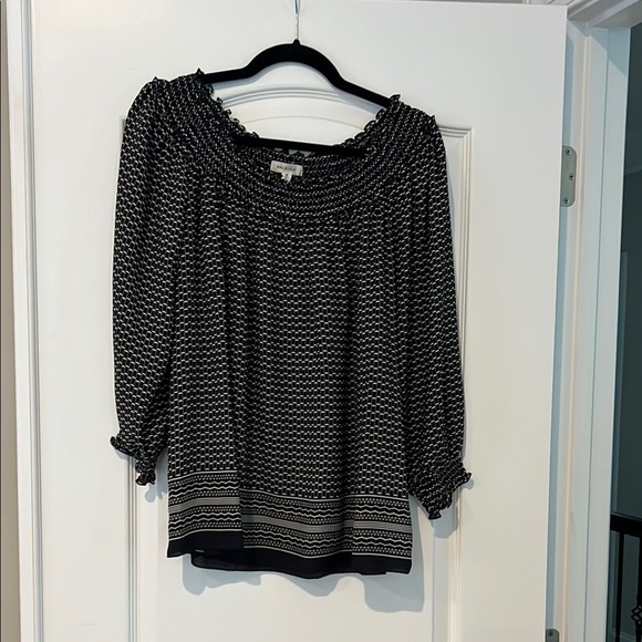 Max Studio | Tops | Max Studio Black And White Relaxed Smocked Blouse ...